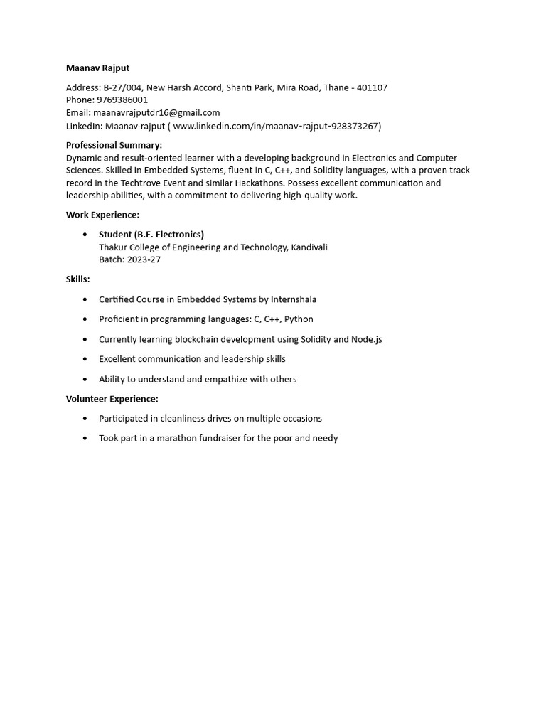 43 ECS Maanav Rajput Resume | PDF