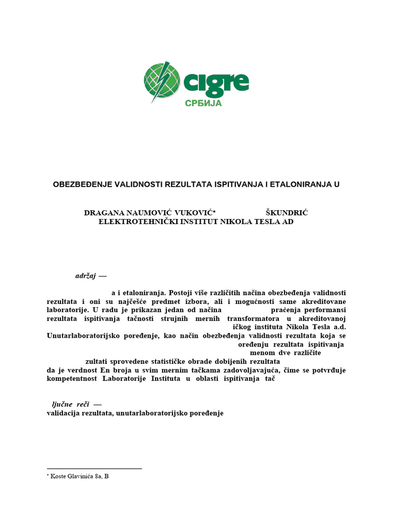A3 04 315 - Dragana Naumovic Vukovic - Slobodan Skundric - Obezbedjenje Validnosti Rezultata ...