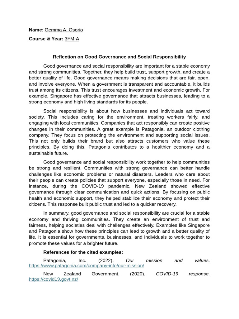 Good Governance & Social Responsibility Insights | PDF | Governance ...