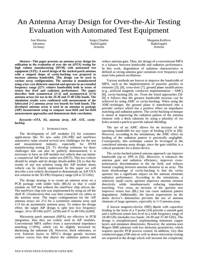 An Antenna Array Design For Over-the-Air Testing Evaluation With ...