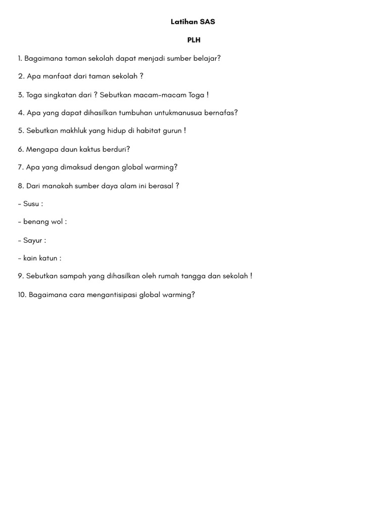 Latihan Sas PLH | PDF
