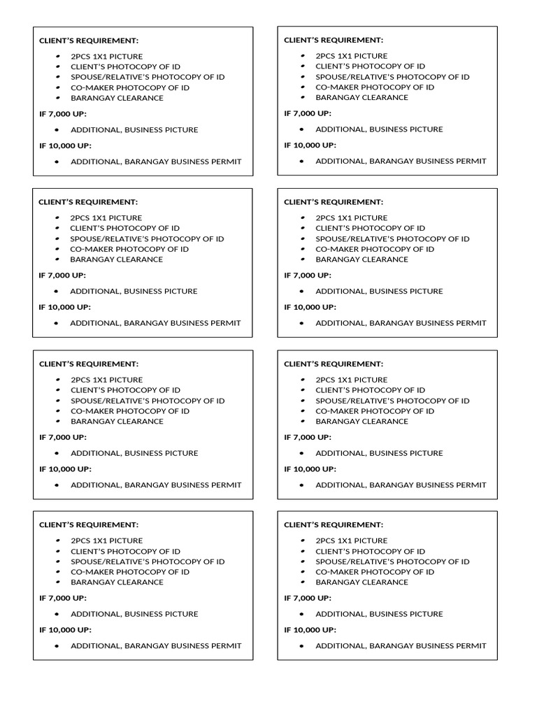 Client Document Requirements Checklist | PDF