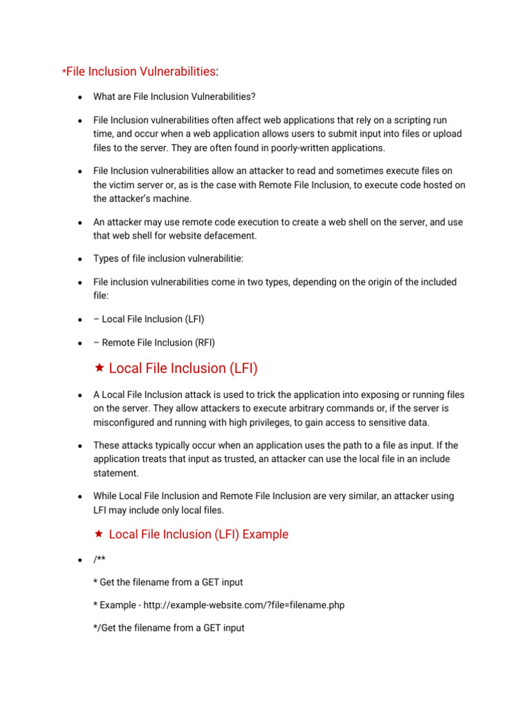 File Inclusion Vulnerability P1 | PDF