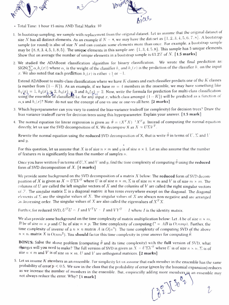 ML Quiz 2 (1) | PDF | Applied Mathematics | Algebra