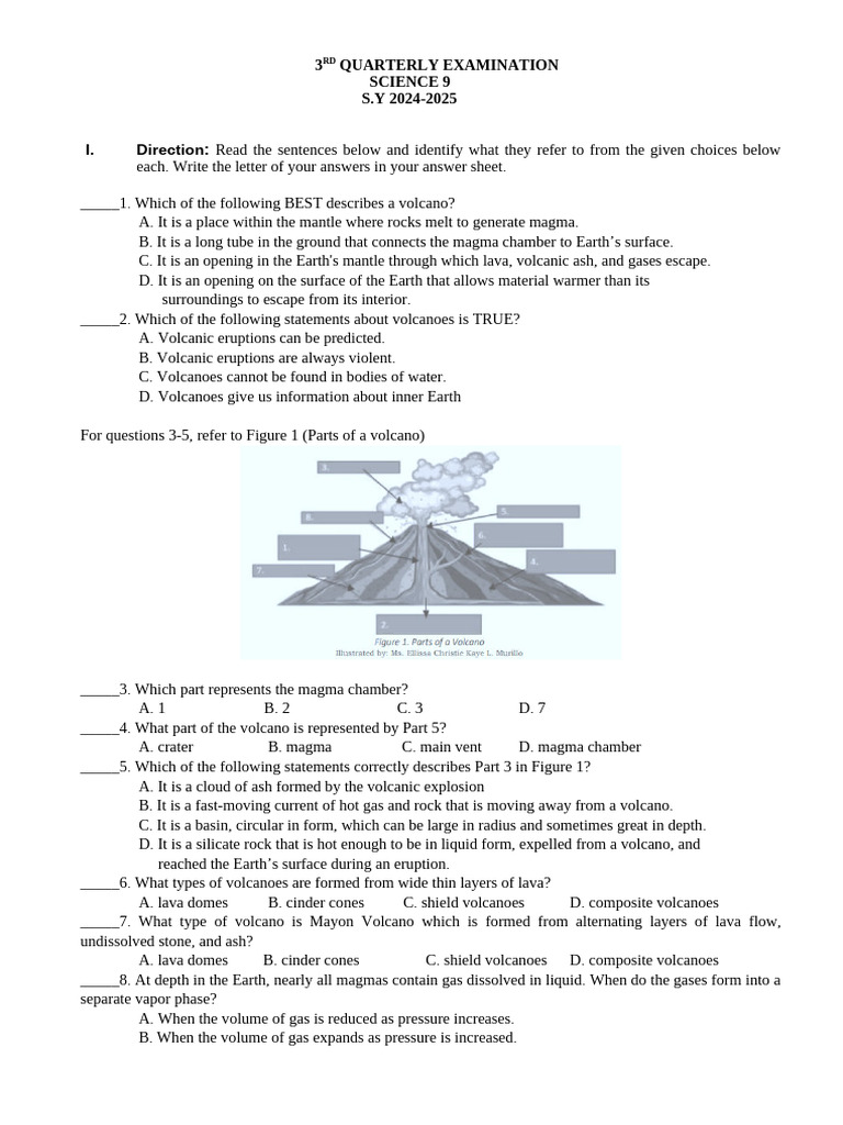 3RD Quarter Test in Science 9 | PDF | Volcano | Greenhouse Effect