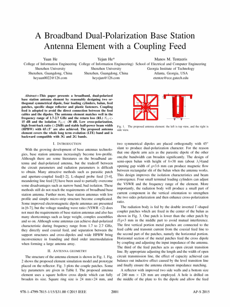 A Broadband Dual Polarization Base Station Antenna Element With A