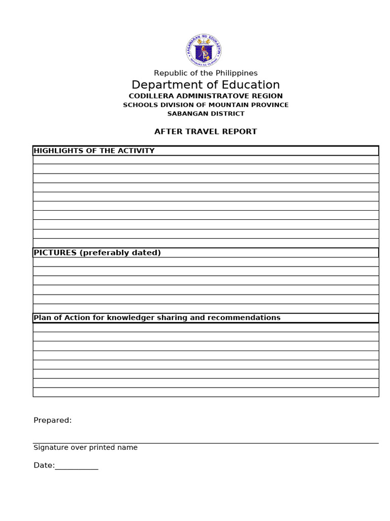 After Travel Report Accomp Report Template | PDF