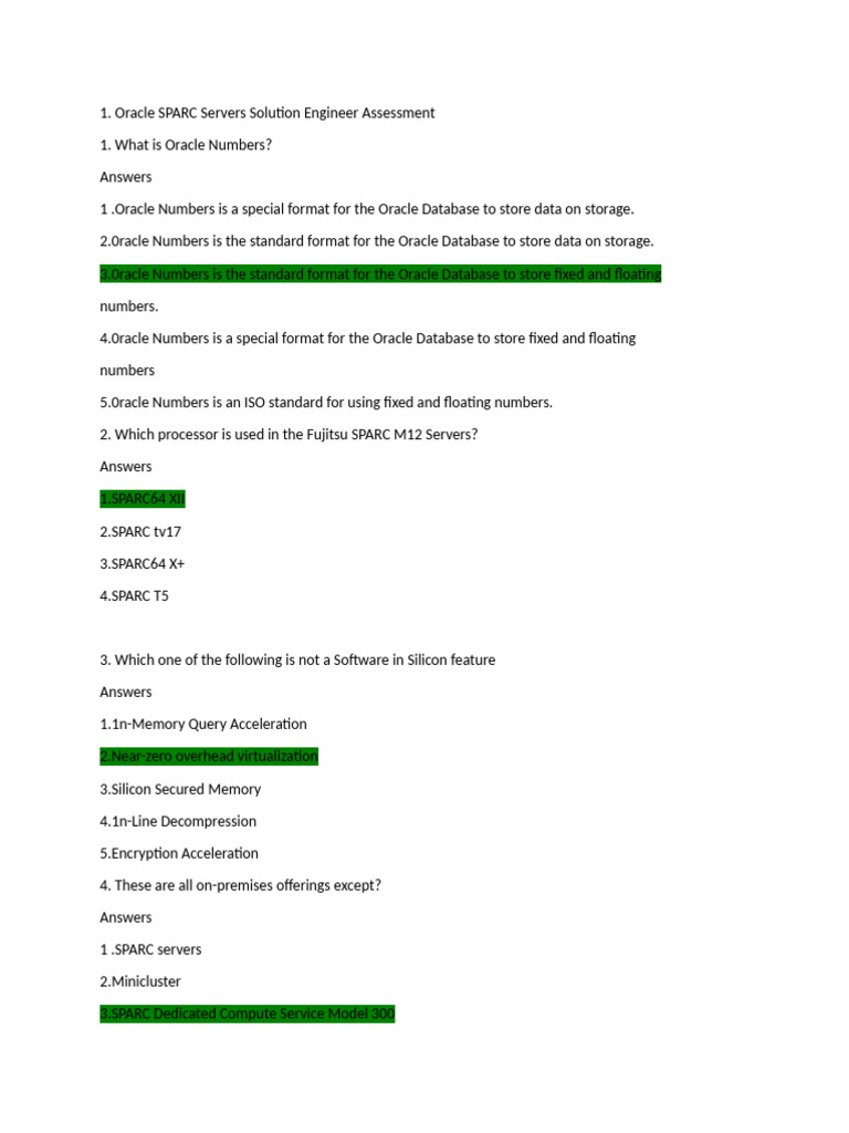 Oracle SPARC Server Update 2020 Solution Engineer | PDF | Databases | Oracle Corporation