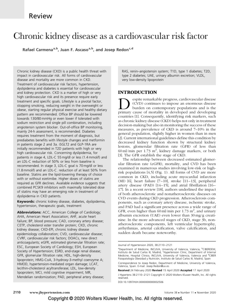 IRC Como FRCV Review JHP 2020 | PDF | Chronic Kidney Disease ...