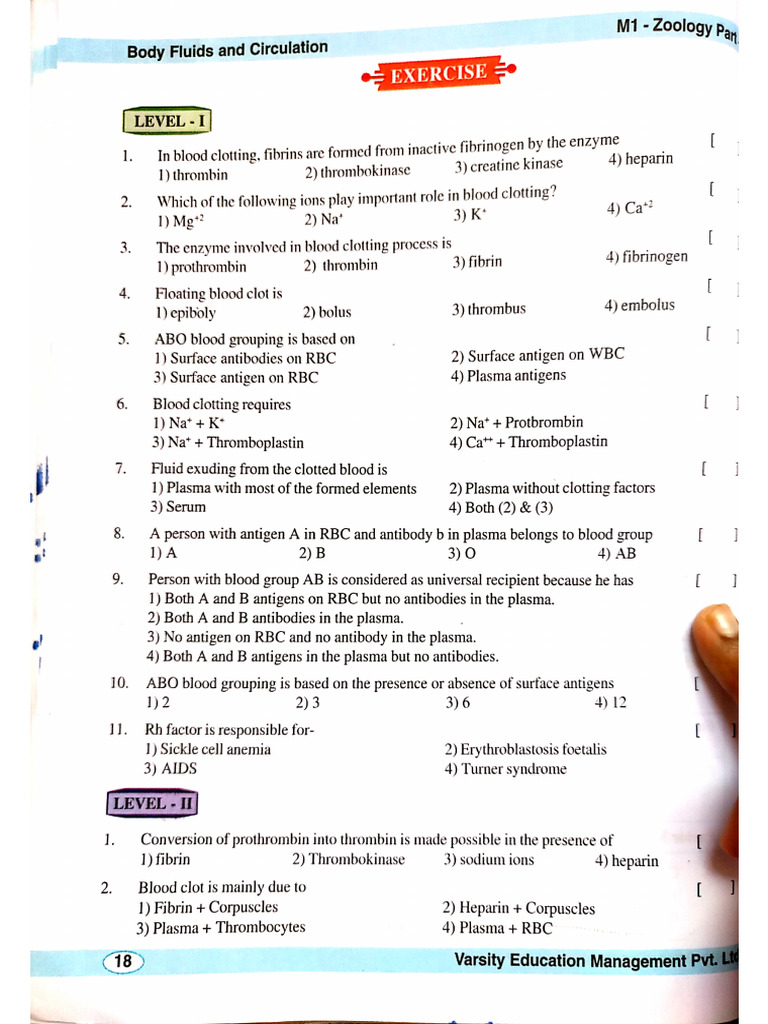 Zoology 10thM1-Body Fluids and Circulation - 16 | PDF