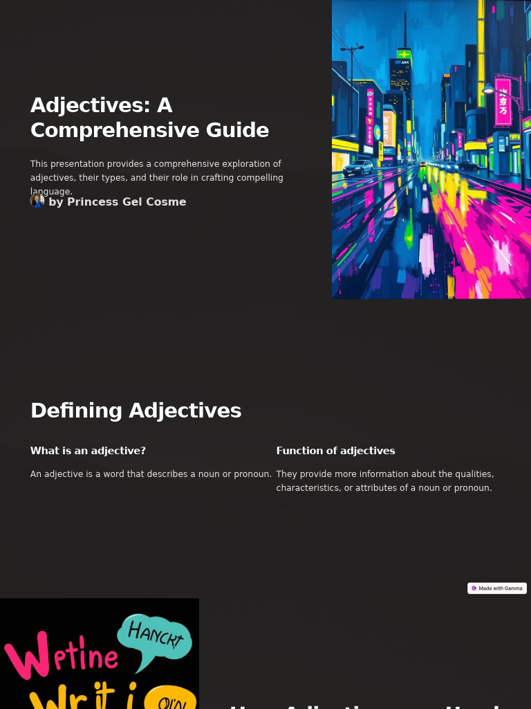 Adjectives A Comprehensive Guide | PDF