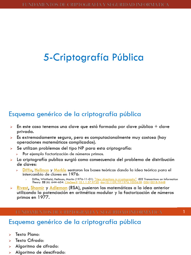 05-Criptografía Publica | PDF | Criptografía de clave pública | Clave (criptografía)