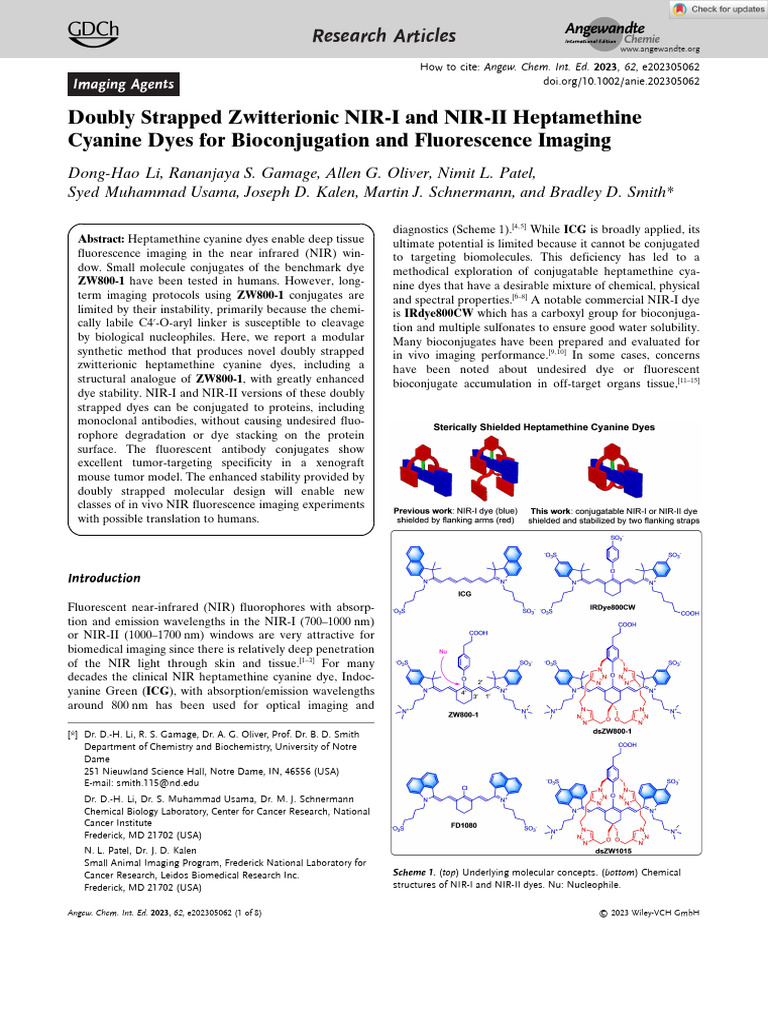Enhanced NIR Cyanine Dyes for Imaging | PDF | Fluorophore | Fluorescence
