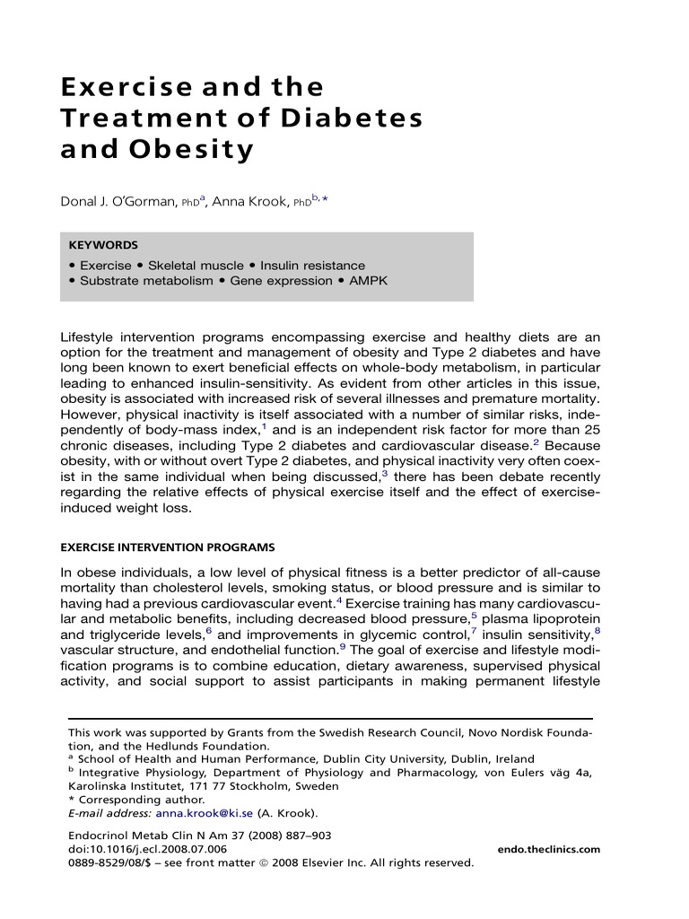 Ejercicio en El Tratamiento de Obesidad y DBT ECLM 2008 | PDF | Insulin Resistance | Mitochondrion