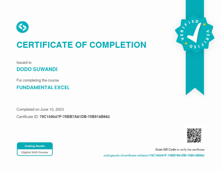 Certificate Fundamental-Excel Dodo | PDF