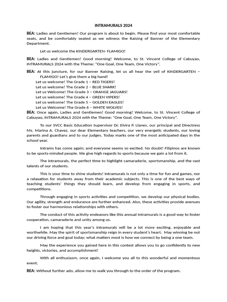 Script - Intramurals 2024 | PDF