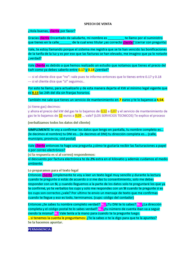 Speech de Venta CLASICO | PDF
