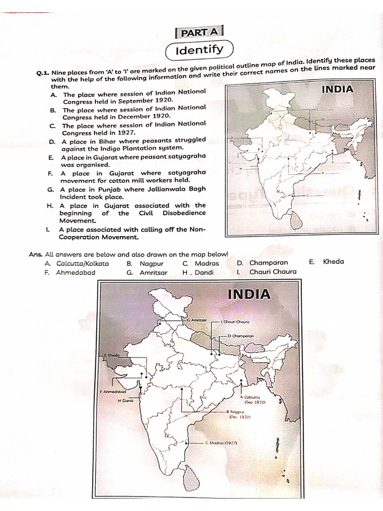 Map Work For UT 1 CLASS 10 | PDF