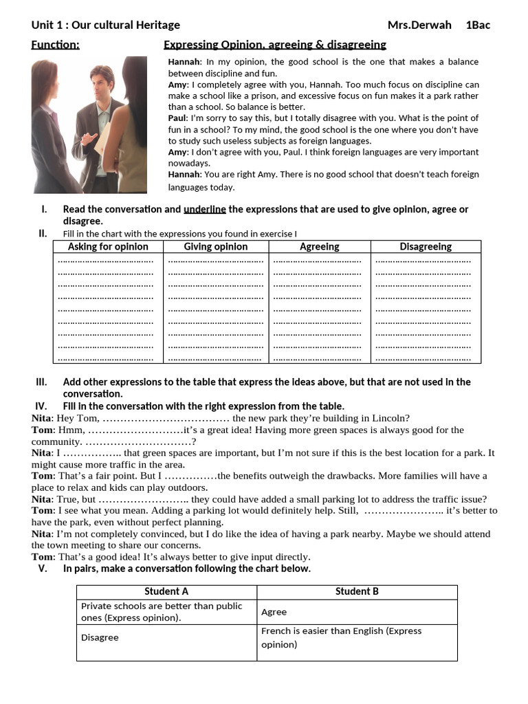 2 Speaking Expressing Opinion Agreeing Disagreeing Conversation Topics ...