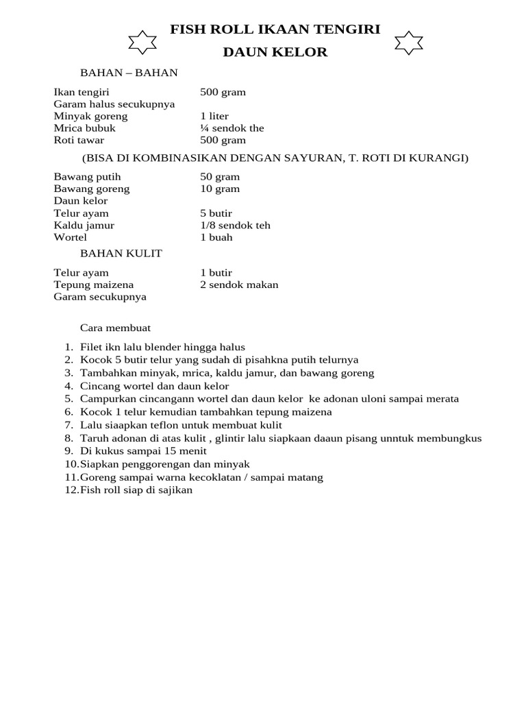 Resep Fish Roll Ikan Tengiri | PDF