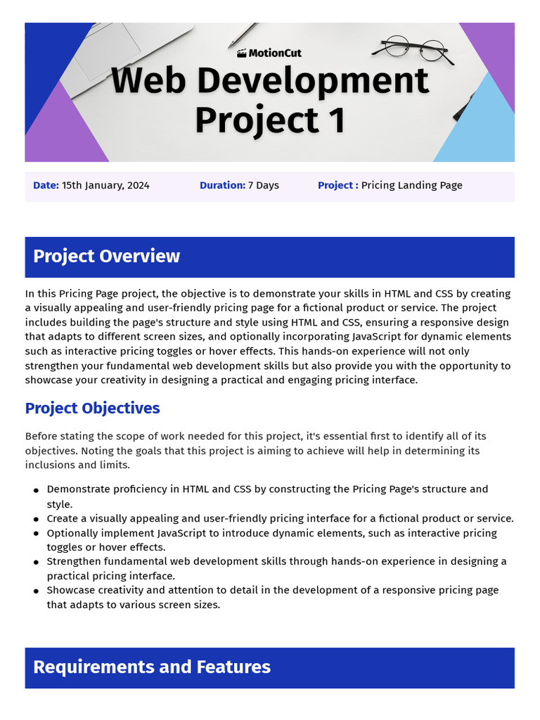 Web Development Internship Project 1 | PDF