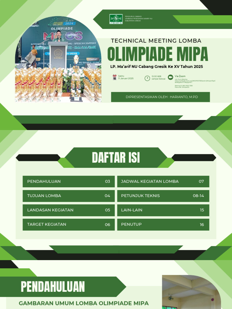 Materi Technical Meeting (TM) Olimpiade Mipa Maarif 2025 | PDF