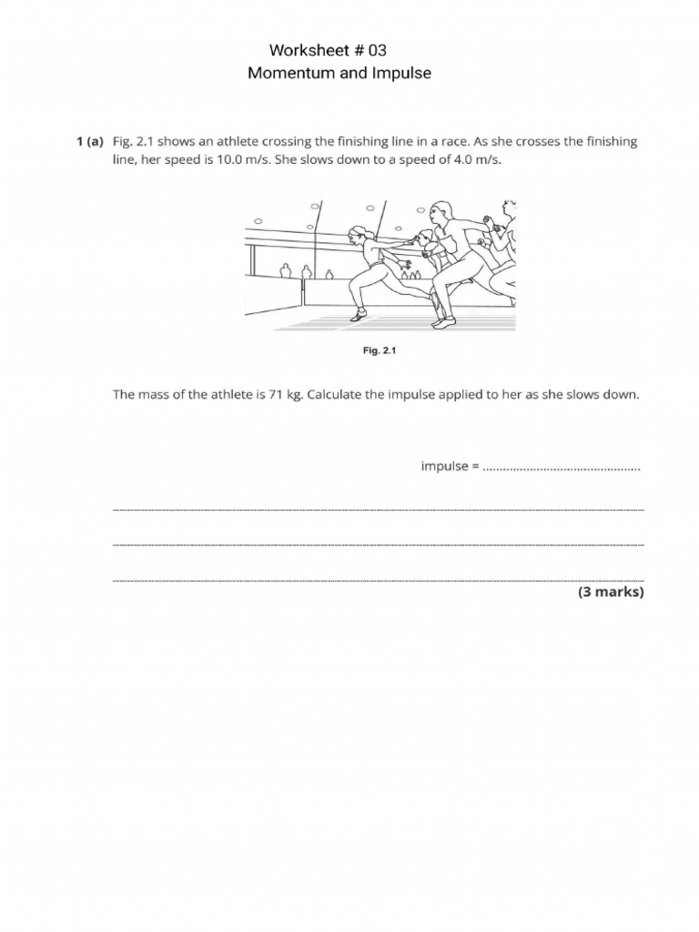 Worksheet Momentum and Impulse - 2 | PDF