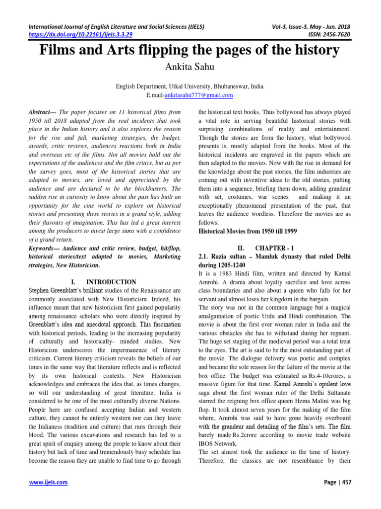 Historical Films in India: Trends & Insights | PDF