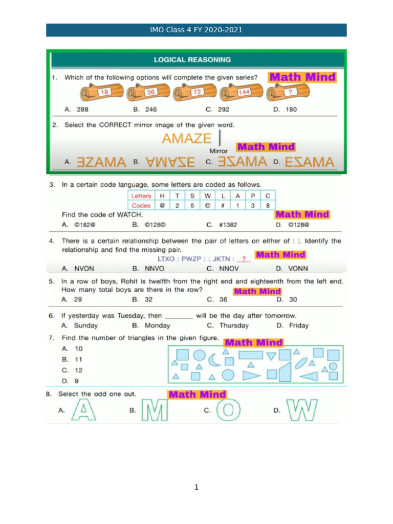 IMO FY 2020-2021 Class 4 | PDF