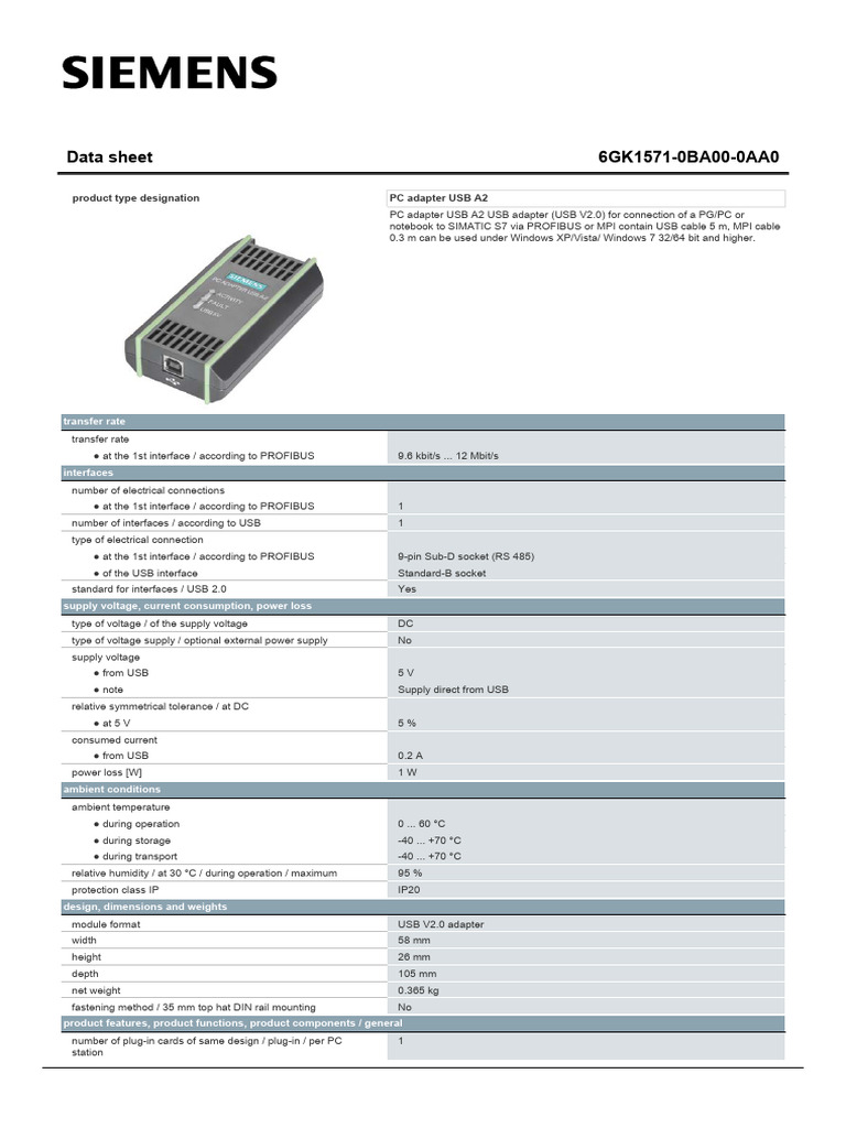 6GK15710BA000AA0 Datasheet en | PDF | Usb | Computer Security