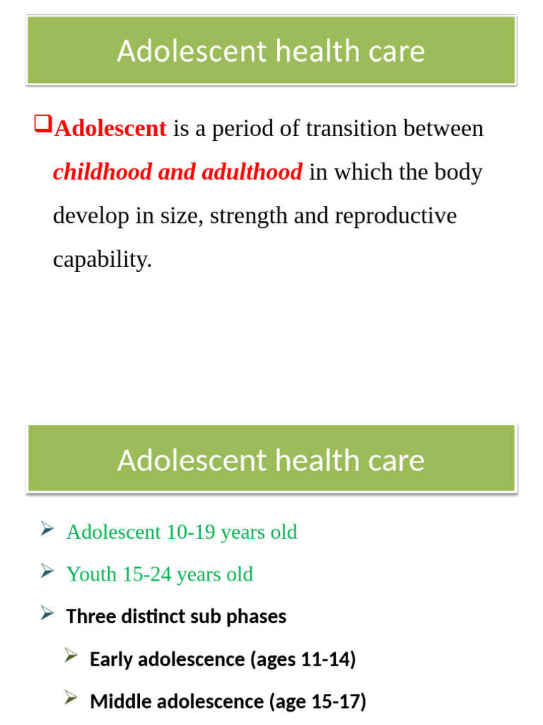 Adolescent Reproductive Health Overview | PDF | Adolescence | Youth