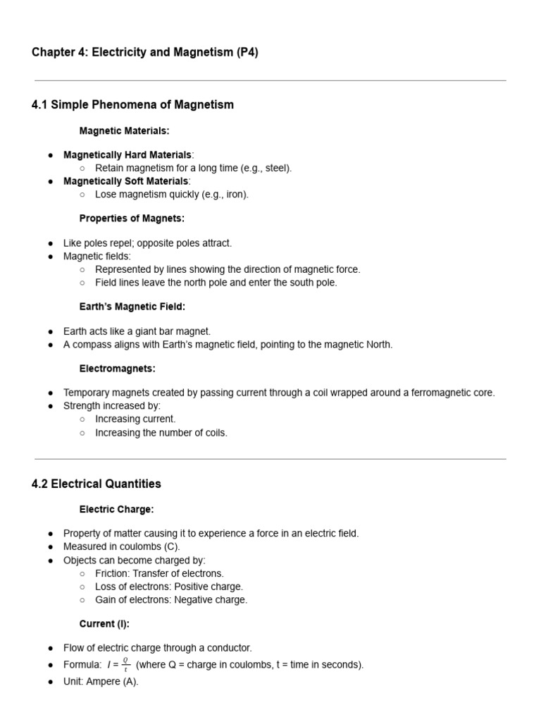 Chapter 4: Electricity and Magnetism (P4) | PDF | Series And Parallel ...