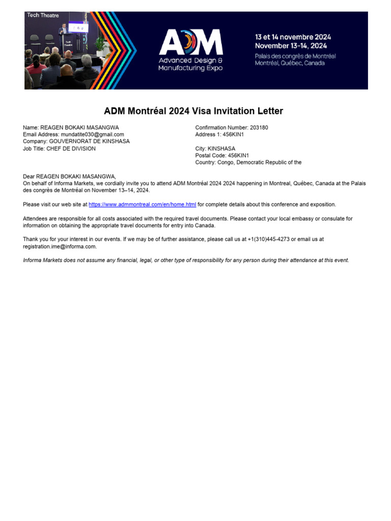 Visa Invitation Letter BOKAKI | PDF