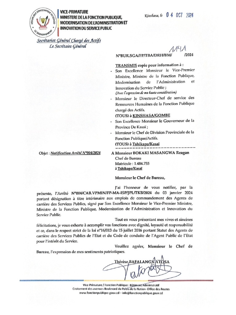 Notification Reagan Bokaki | PDF