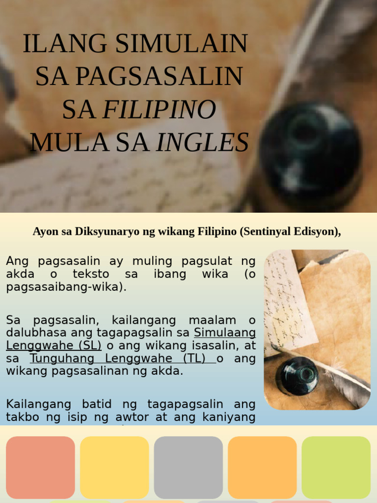 SIMULAIN-SA-PAGSASALIN-SA-FILIPINO-MULA-SA-INGLES | PDF