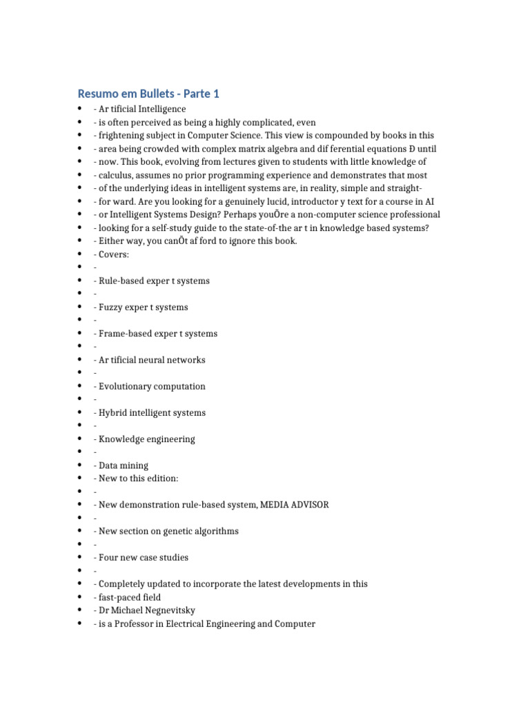 Resumo Bullets IA Batch 1 | PDF | Computing