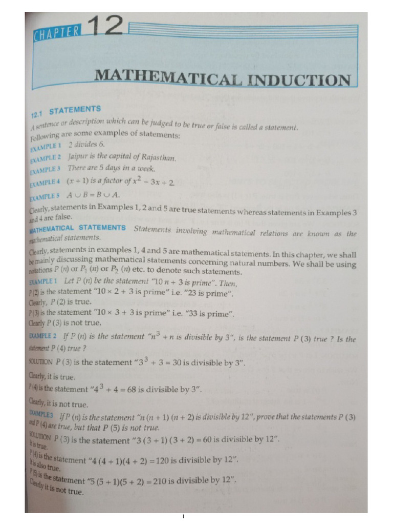 ch-12 Mathematical Induction | PDF