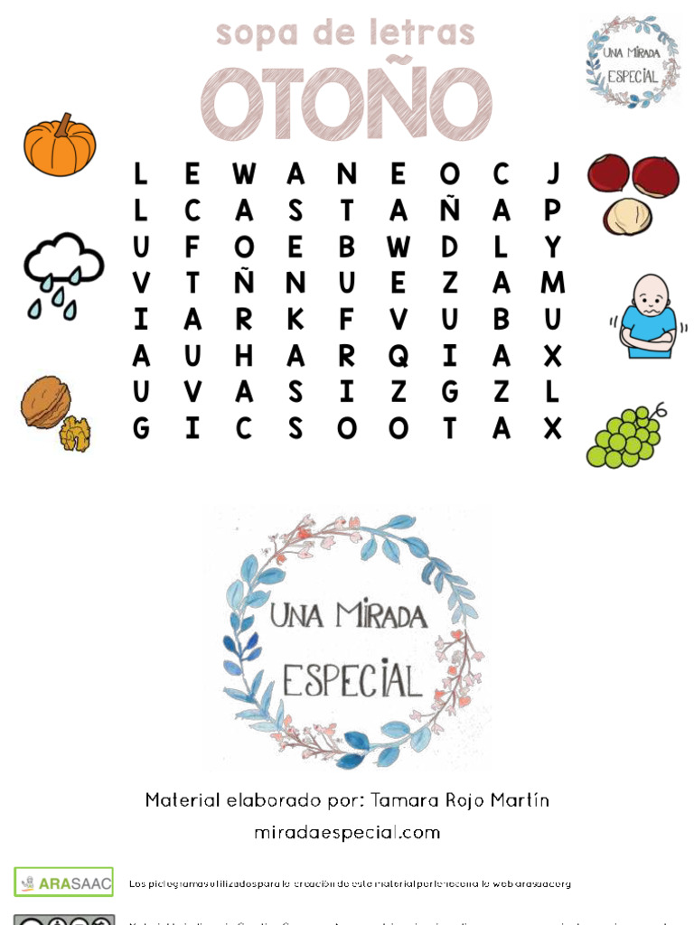 Pasatiempos Otono Sopa de Letras y Crucigrama | PDF