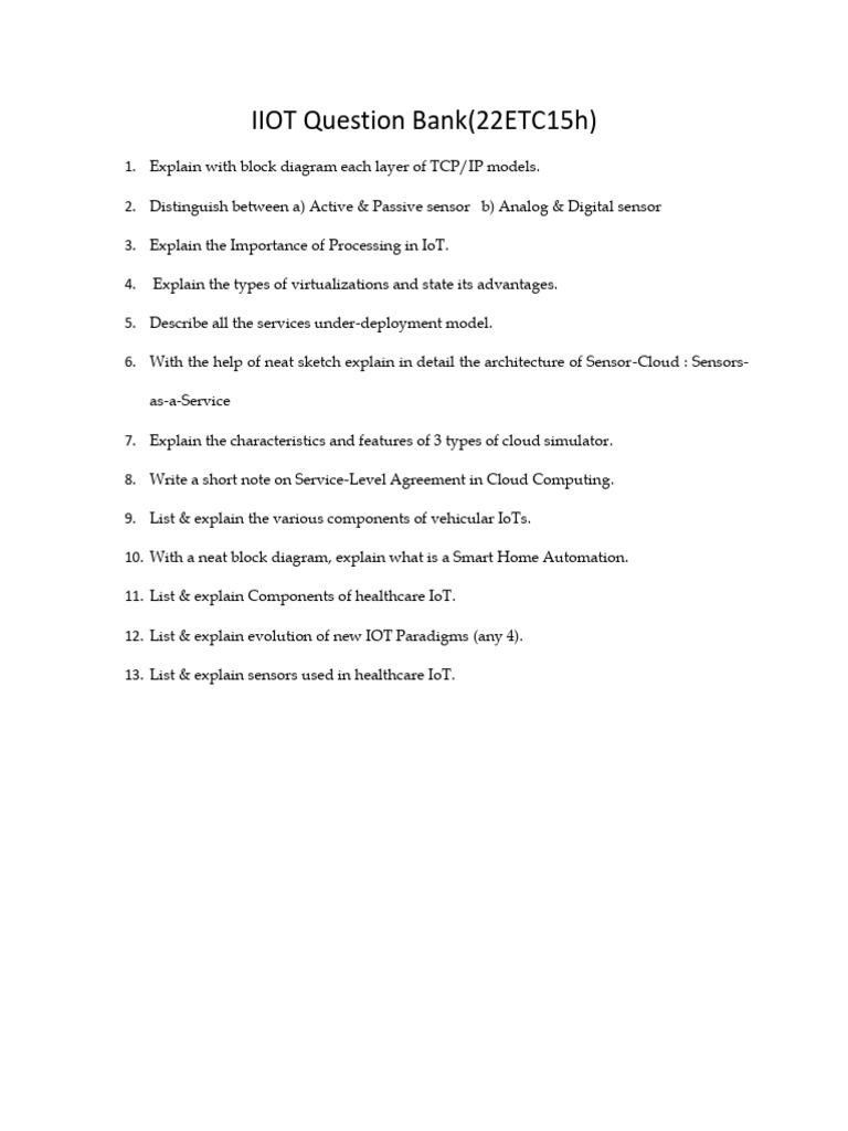 IOT Question Bank | PDF