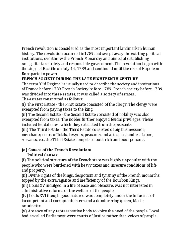 Overview of the French Revolution | PDF | Reign Of Terror | French ...