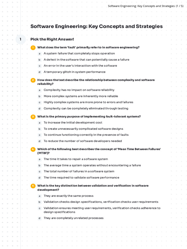 Software Reliability: Key Concepts Explained | PDF | Reliability Engineering | Systems Engineering
