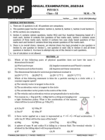 Icse Class 9 Physics Sample Paper 2025 | PDF | Acceleration | Velocity