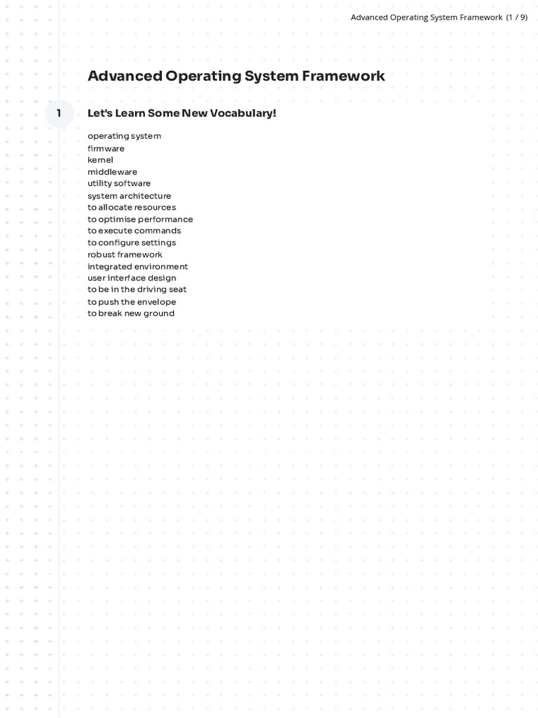Advanced Operating System Framework Guide | PDF | Operating System | System
