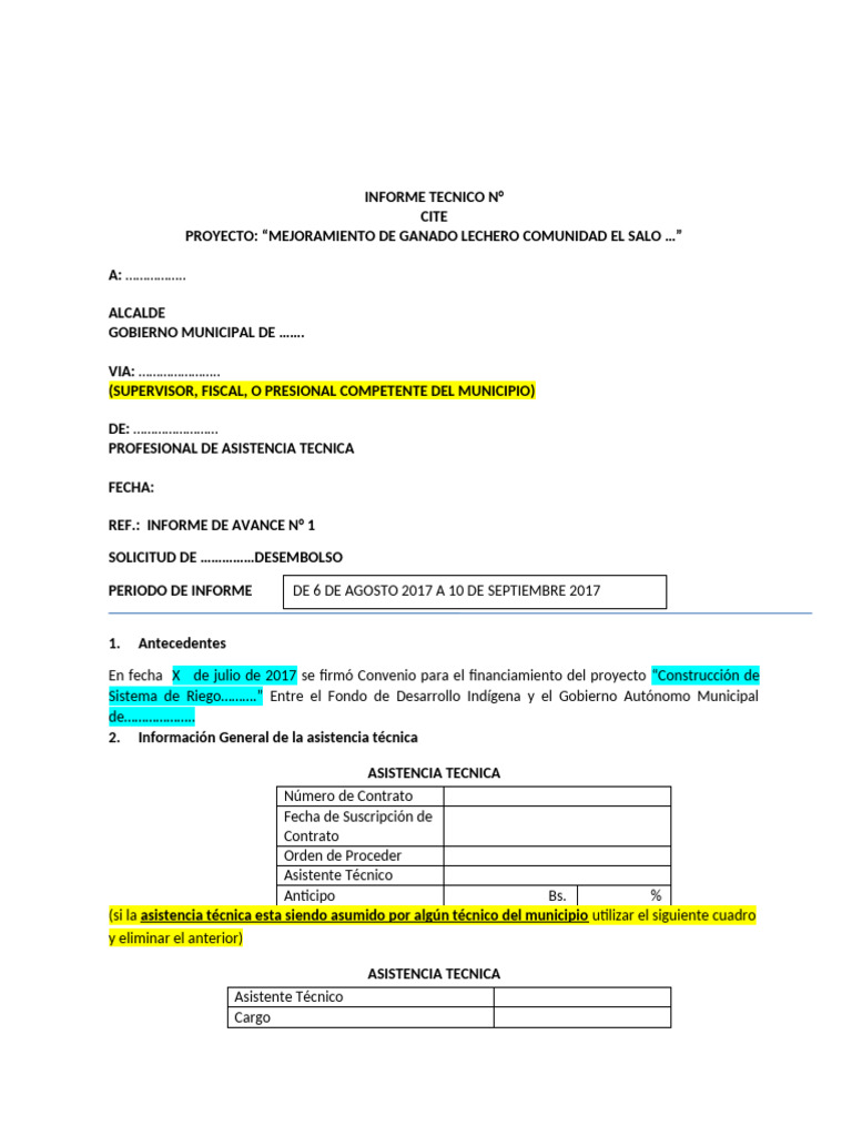 Formato Informe Desembolso Asitencia Tec3 | PDF