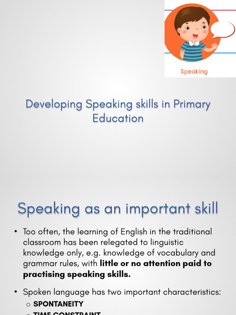 Primary English Speaking Skills | PDF | Speech | English Language