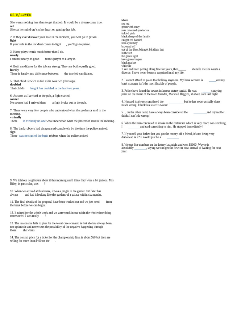 English Idioms and Phrases Practice | PDF