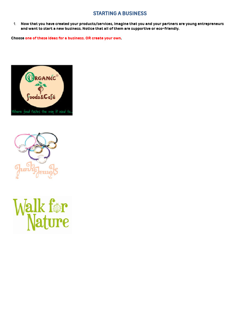 4C-Starting A Business Group Activity PDF | PDF | Marketing