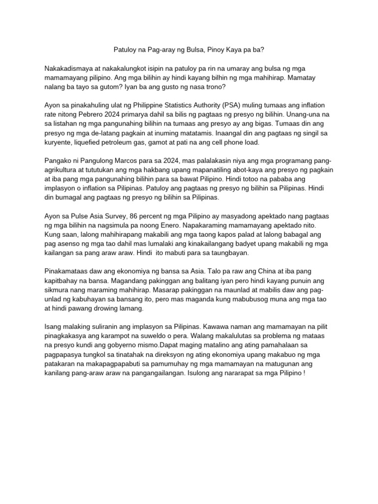 Inflation Rate - Implasyon - Jaspe | PDF