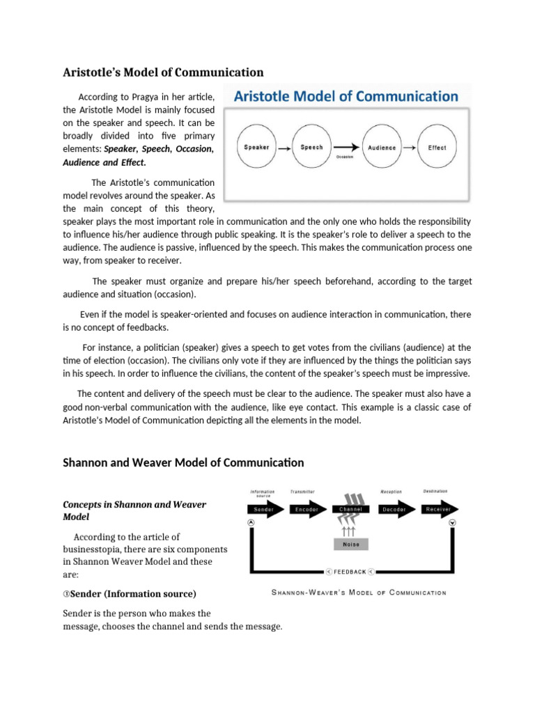 Overview of Communication Models | PDF | Public Speaking | Communication