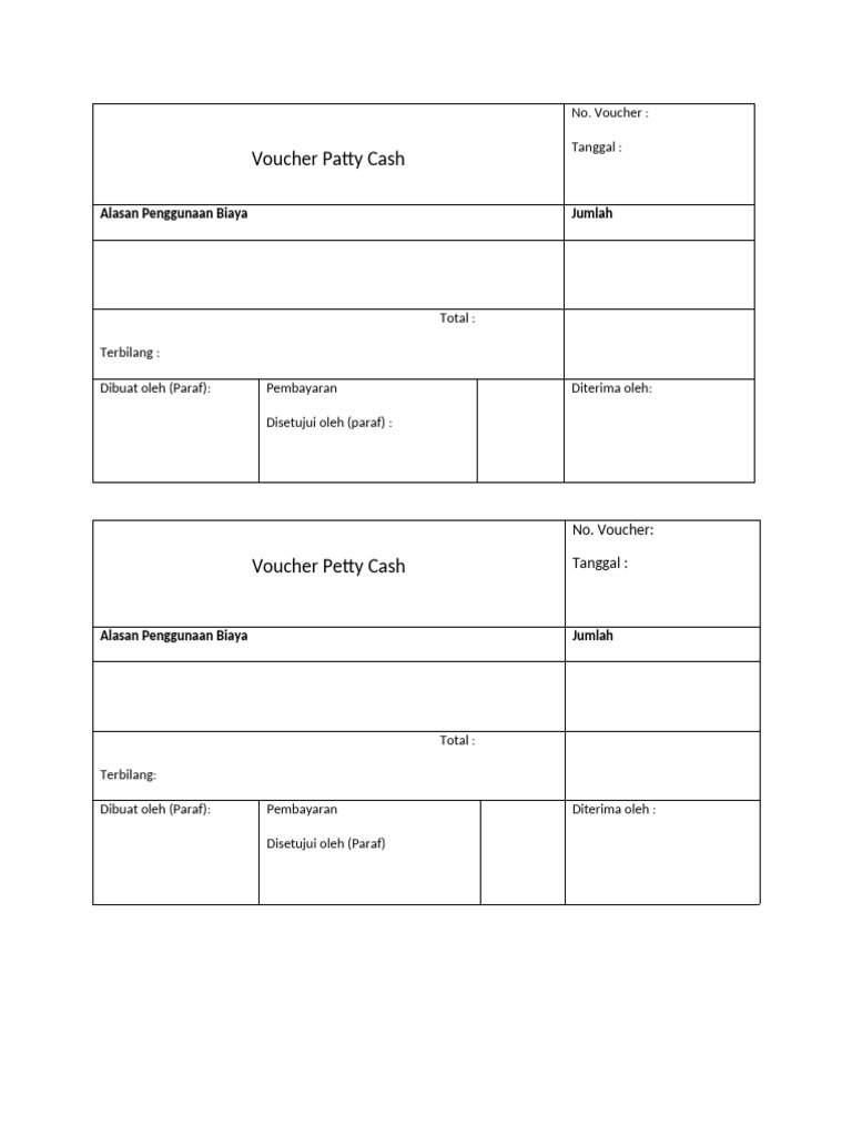 Formulir Voucher Petty Cash | PDF
